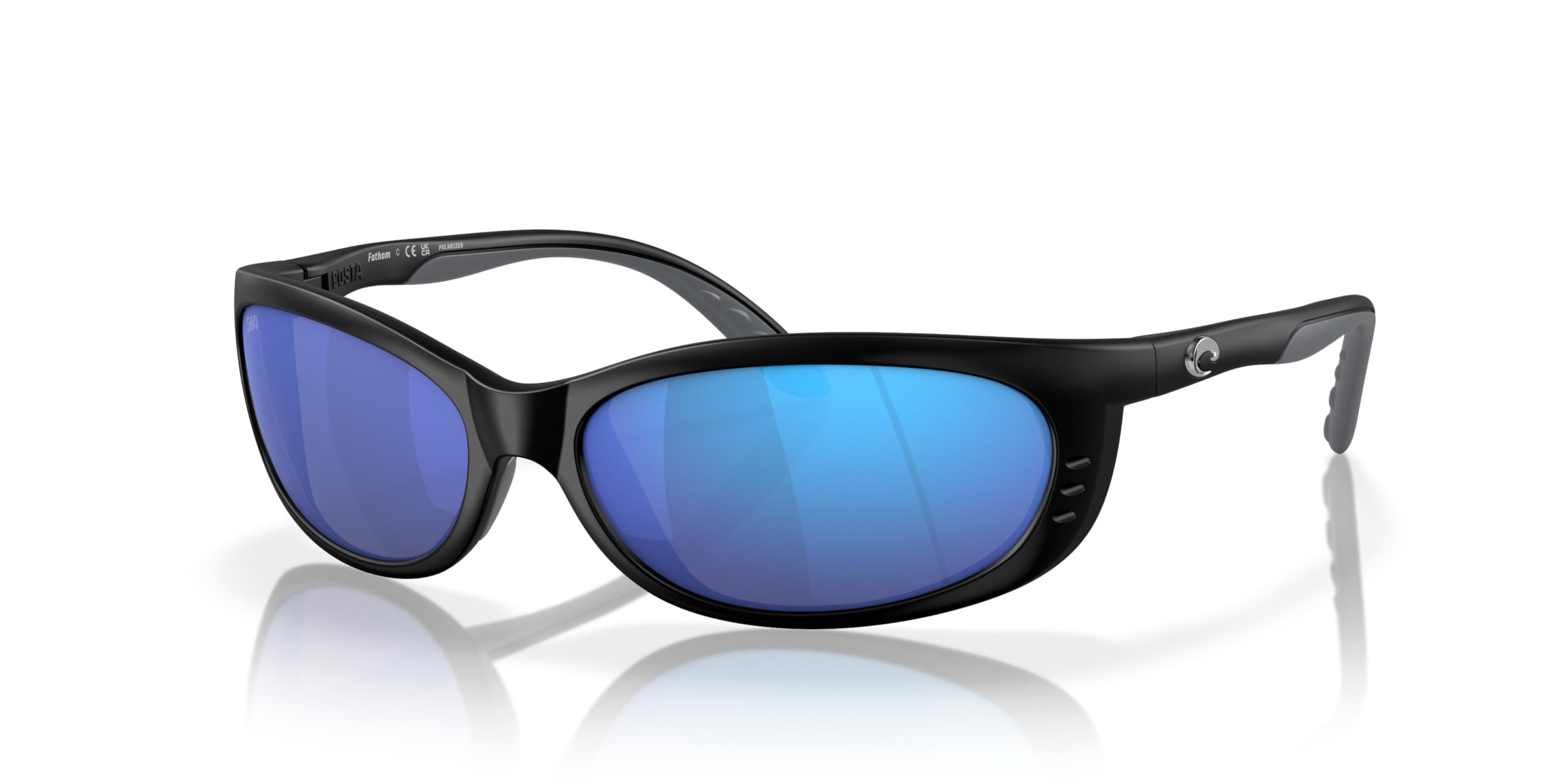 Costa Del Mar Man Sunglasses Matte Black Frame - Blue Mirror Lenses - 61MM