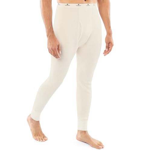 Indera Men's Heavyweight Cotton Waffle Long Johns Thermal Underwear Bottom, Natural, Medium Tall