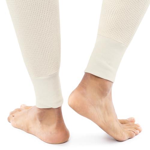 Indera Men's Heavyweight Cotton Waffle Long Johns Thermal Underwear Bottom, Natural, Medium Tall