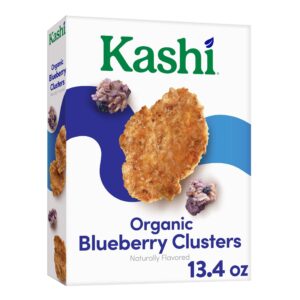 kashi cold breakfast cereal, vegan, organic fiber, blueberry clusters, 13.4oz box (1 box)