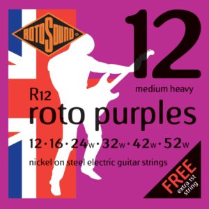 rotosound r12 nickel medium heavy electric guitar strings (12 16 24 32 42 52)