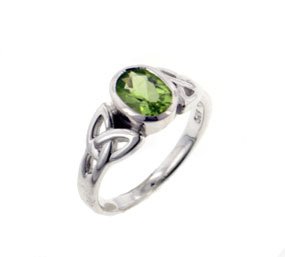 sterling silver celtic knot and green genuine peridot ring size 12(sizes 4,5,6,7,8,9,10,11,12,13,14,15)