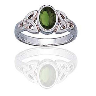 Sterling Silver Celtic Knot and Green Genuine Peridot Ring Size 12(Sizes 4,5,6,7,8,9,10,11,12,13,14,15)