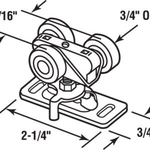 Prime-Line N 6847 Pocket Door Roller Assembly, 3/4 In., Flat, Plastic Wheels on Steel Bracket (2 Pack)