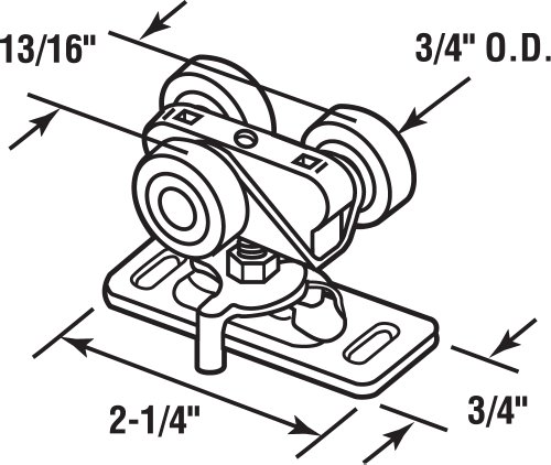 Prime-Line N 6847 Pocket Door Roller Assembly, 3/4 In., Flat, Plastic Wheels on Steel Bracket (2 Pack)