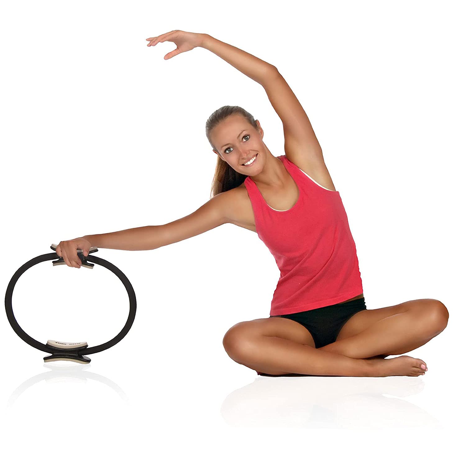 AeroPilates Magic Circle Pilates Ring for Mat & Reformer Workouts - Fitness Ring Pilates Circle with Padded Foam Grips - Arms, Chest and Inner Thigh Exercise Equipment