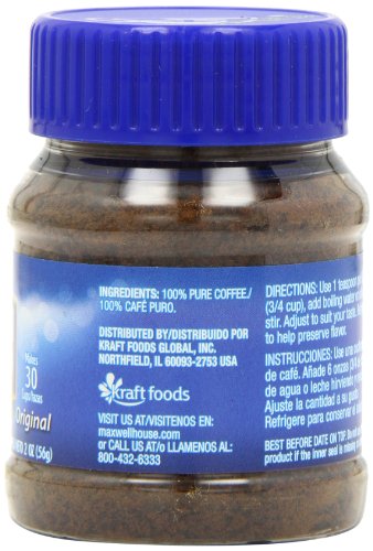 Maxwell House Original Medium Roast Instant Coffee (2 oz Jars, Pack of 12)