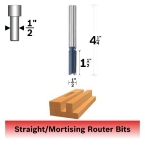 BOSCH 85256M 1/2 In. x 1-1/2 In. Carbide Tipped 2-Flute Straight Bit