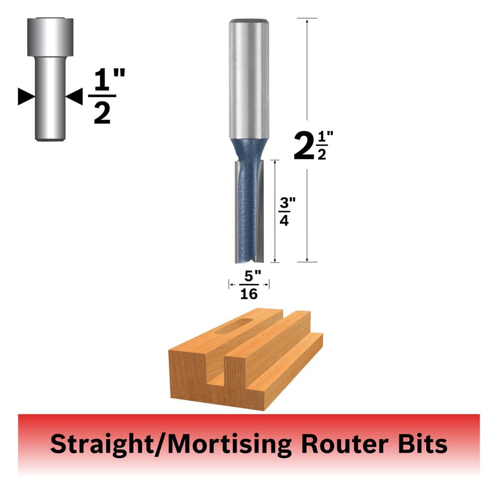 Bosch 85274M 5/16 In. x 3/4 In. Carbide Tipped 2-Flute Straight Bit