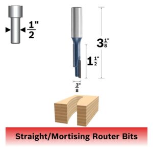 Bosch 85201M 1/2 Shank Router Bit, Carbide Tip Stagger Tooth, Double Fute