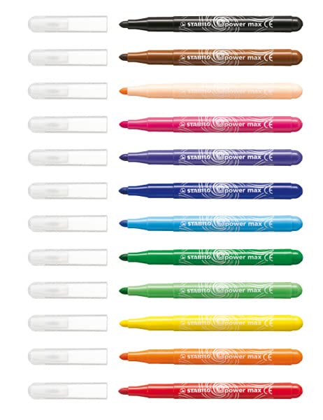 Stabilo Power Max Wallet Coloring Pens , Set of 12 , Multicolored