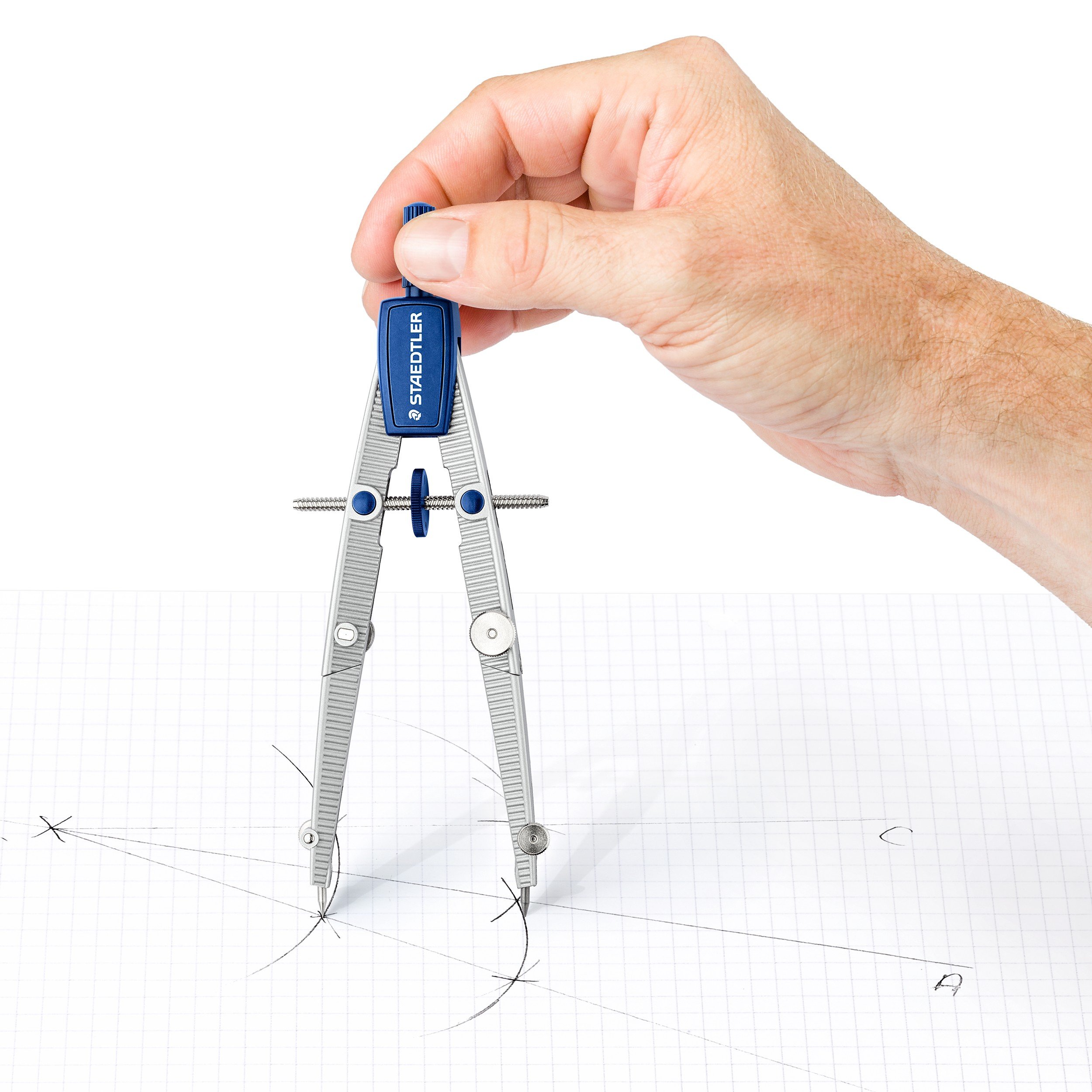 STAEDTLER 550 02 Noris School Compass with Centre Wheel, Extension Bar, Universal Adapter and Lead Box (350 mm Diameter)