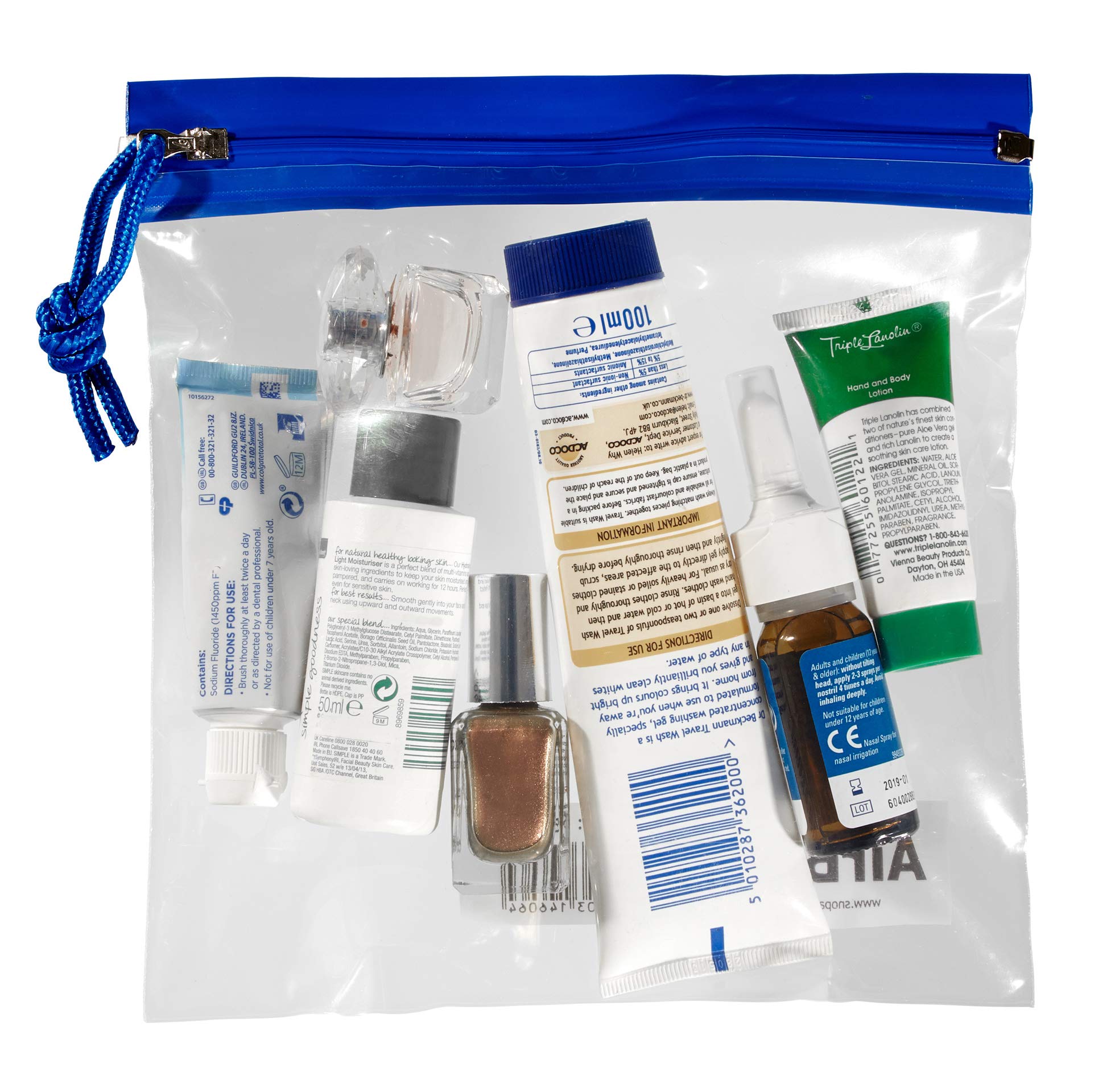 Snopake Airport Bags Clear Plastic Travel For Liquids - TSA Approved - Pack 5