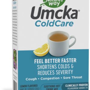 Nature's Way Umcka ColdCare Soothing Hot Drink - Homeopathic – With Pelargonium sidoides 1X- Helps Shorten Duration of Colds - Soothing Lemon Flavored - Suitable for Ages 6+ - 10 Packets