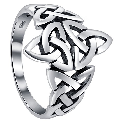 Gem Avenue 925 Sterling Silver Triquetra Celtic Knot Design Ring for Women Size 9