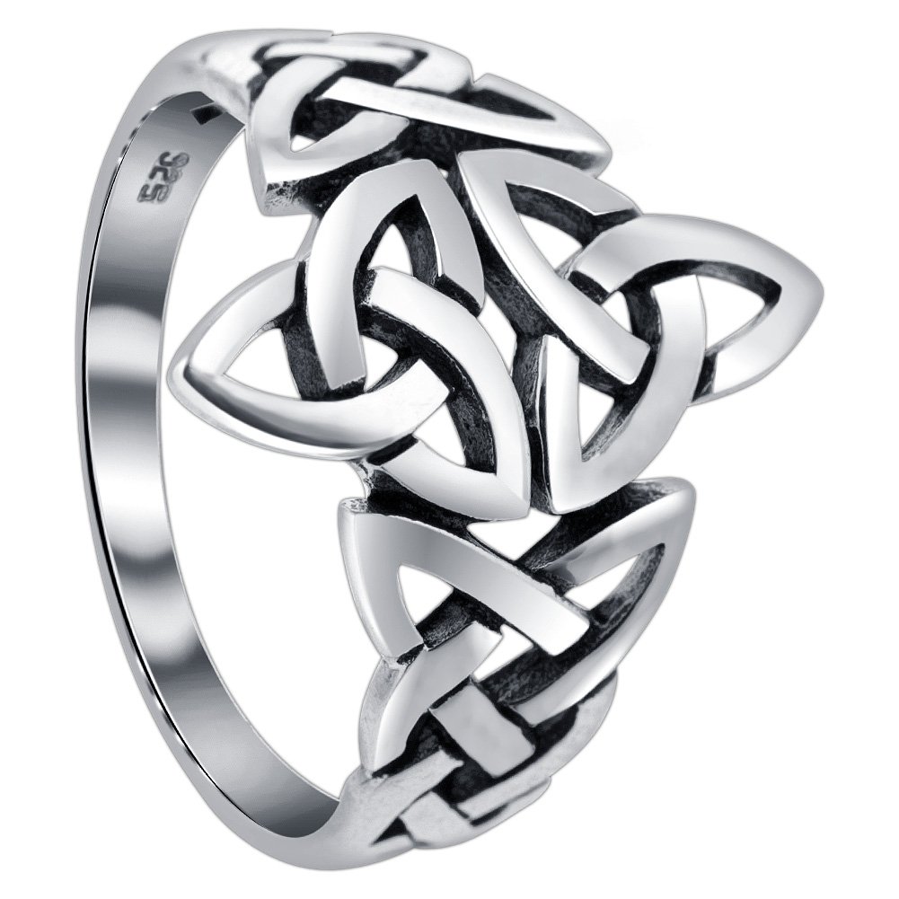 Gem Avenue 925 Sterling Silver Triquetra Celtic Knot Design Ring for Women Size 9