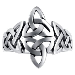 Gem Avenue 925 Sterling Silver Triquetra Celtic Knot Design Ring for Women Size 9