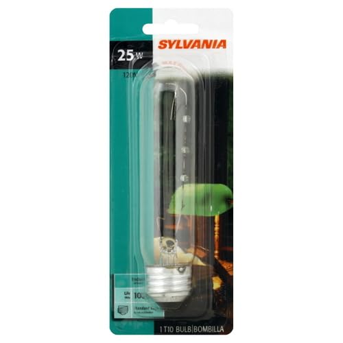 SYLVANIA T10 Incandescent 25-Watt Tubular Incandescent Bulb, Medium Base, 230 Lumens, 100 CRI, 2580K, Clear (18491)