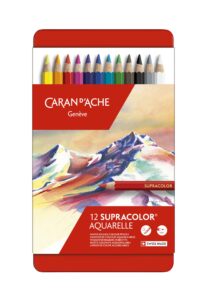 creative art materials caran d'ache supracolor metal box set of 12 (3888.312)