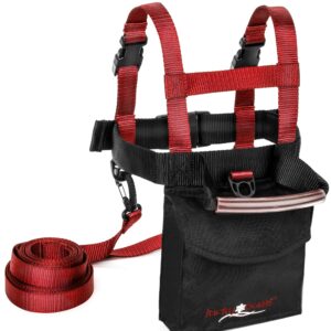 lucky bums kids ski backpack harness trainer, leash, grip 'n guide handle, red