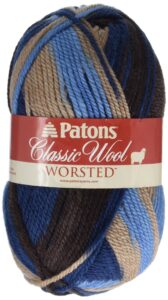 patons classic wool yarn, 3.5oz, gauge 4 medium, 100% wool wedgewood - for crochet, knitting & crafting