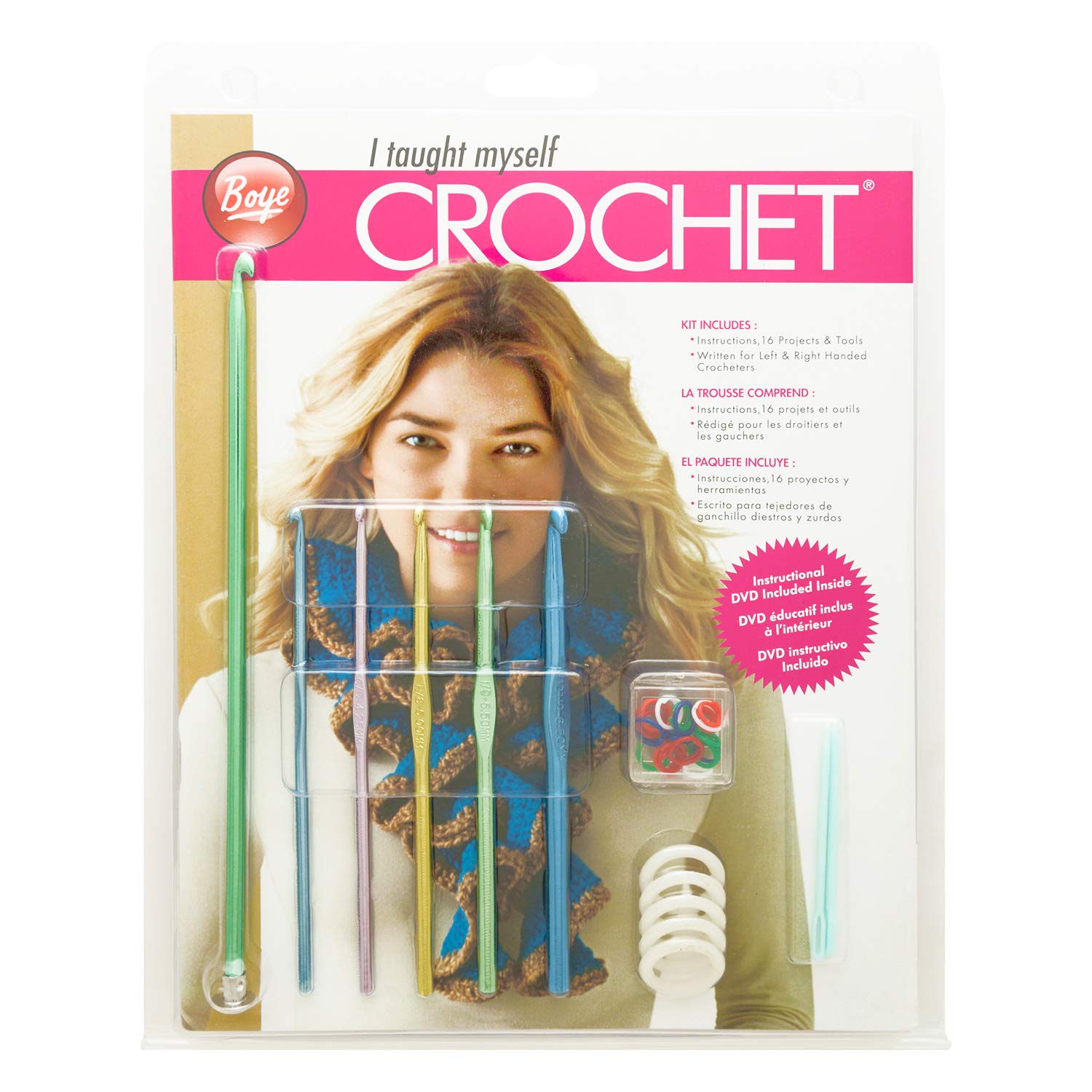 Boye 3626397000M I Taught Beginner's Kit with Crochet Needles