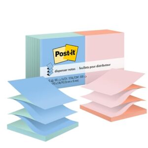 post-it pop-up notes, 3x3 in, 12 pads, america's #1 favorite sticky notes, assorted pastel colors, clean removal, recyclable (r330-u-alt)