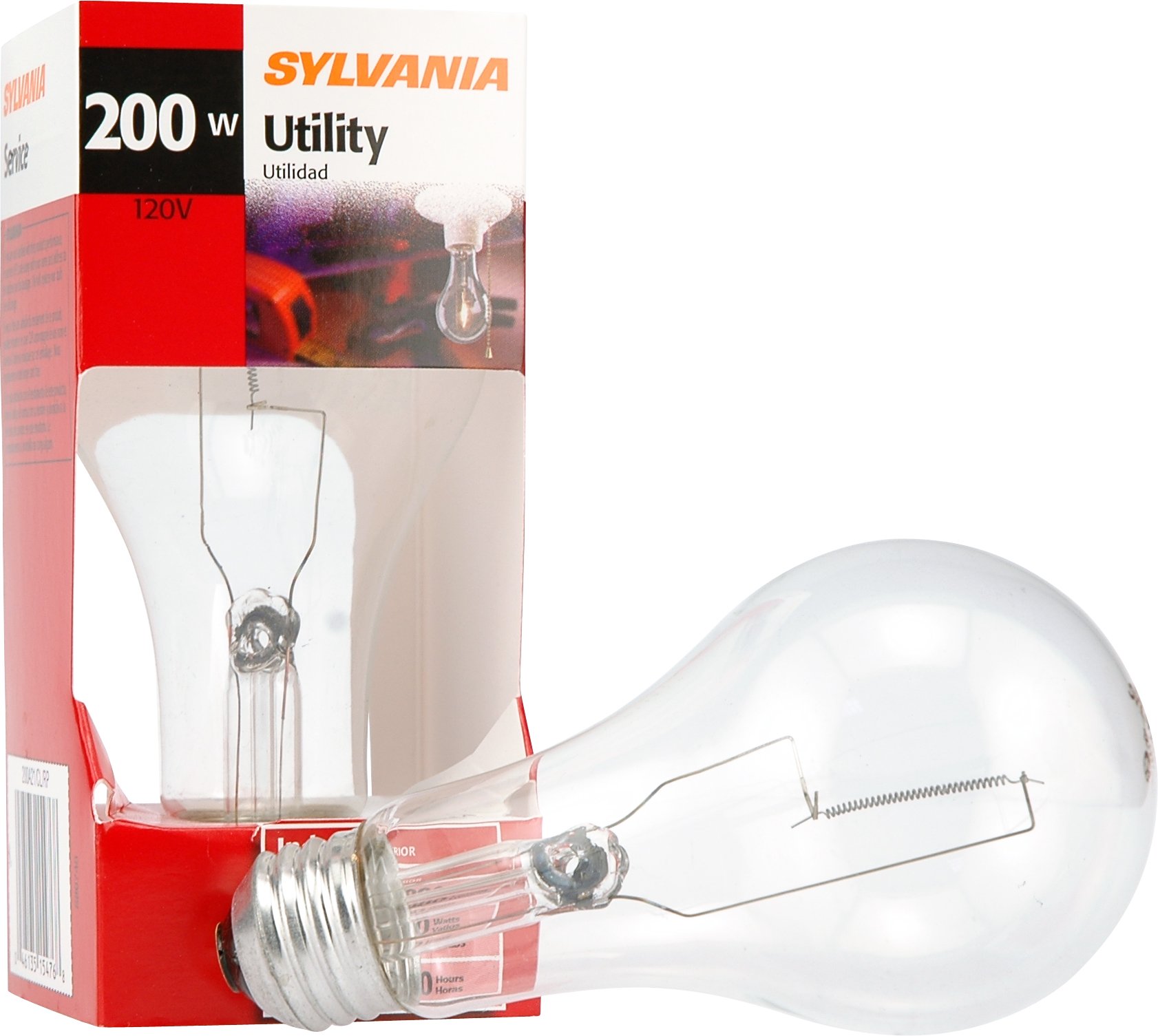 SYLVANIA Incandescent 200W A21 Utility Light Bulb, 3880 Lumens, 2850K, Medium Base, Clear, Soft White - 1 Pack (15476)