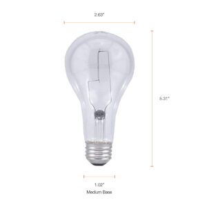 SYLVANIA Incandescent 200W A21 Utility Light Bulb, 3880 Lumens, 2850K, Medium Base, Clear, Soft White - 1 Pack (15476)