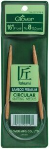 clover takumi bamboo circular 16-inch knitting needles, size 6 (3016/16-06)