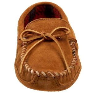 Minnetonka Men's Double Bottom Fleece Slipper,Brown,10 M US