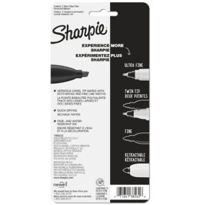 SHARPIE Permanent Markers, Chisel Tip, Black, 2 Count