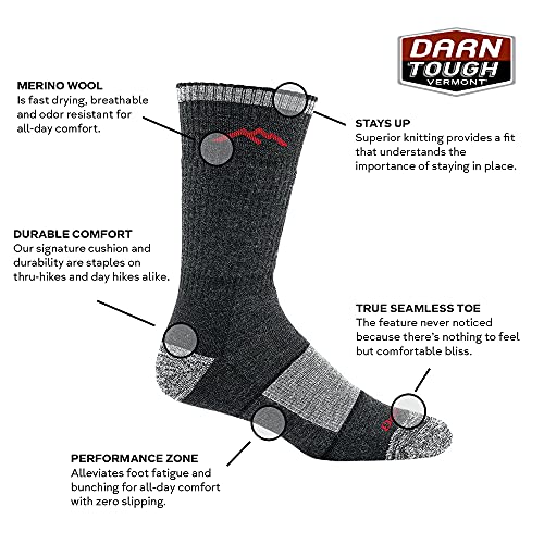 Darn Tough Merino Wool Boot Sock Full Cushion,Black,Large