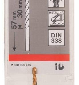 Bosch 2608596676 DIN338 Metal HSS-Tin Drill Bit, 2.5mm x 30mm x 57mm