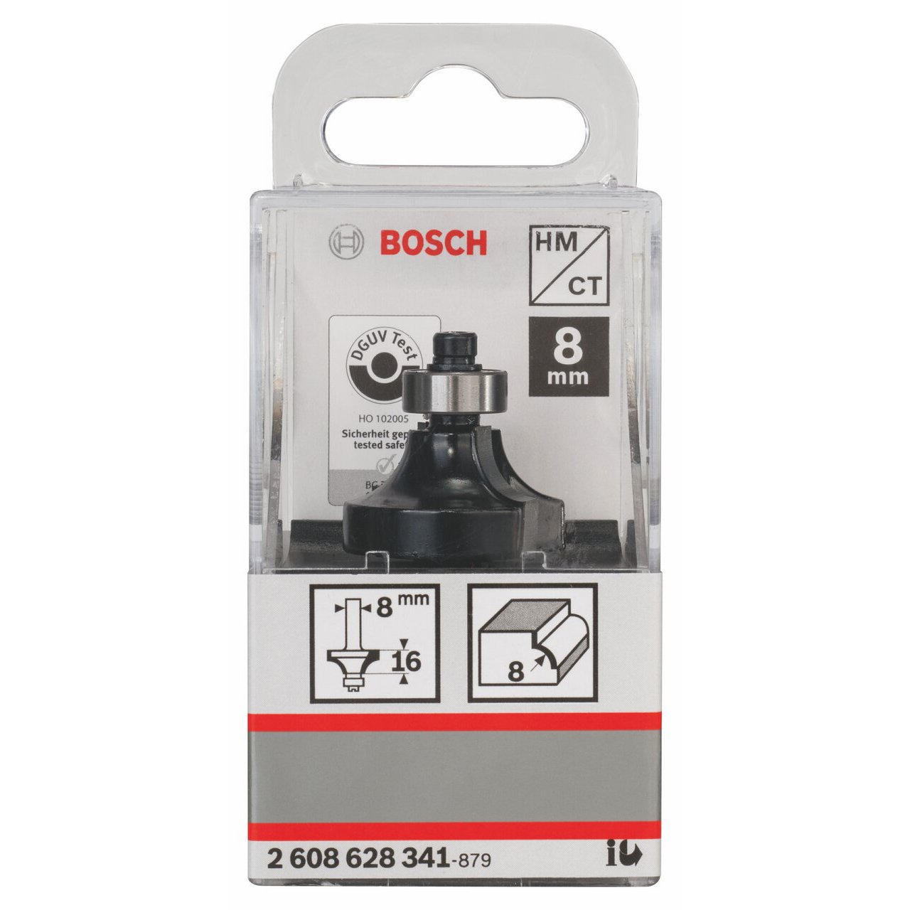 Bosch 2608628341 Rounding Router Bit 8mmx28, 7mmx53mm