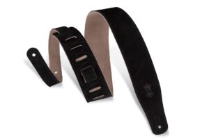 levy's leathers ms26-blk 2.5" hand-brushed suede guitar strap, black