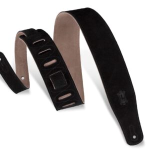 Levy's Leathers MS26-BLK 2.5" Hand-Brushed Suede Guitar Strap, Black