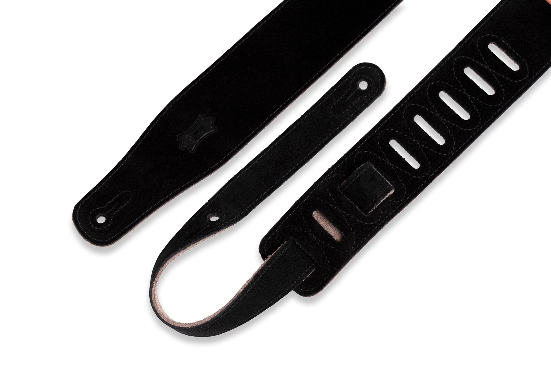 Levy's Leathers MS26-BLK 2.5" Hand-Brushed Suede Guitar Strap, Black