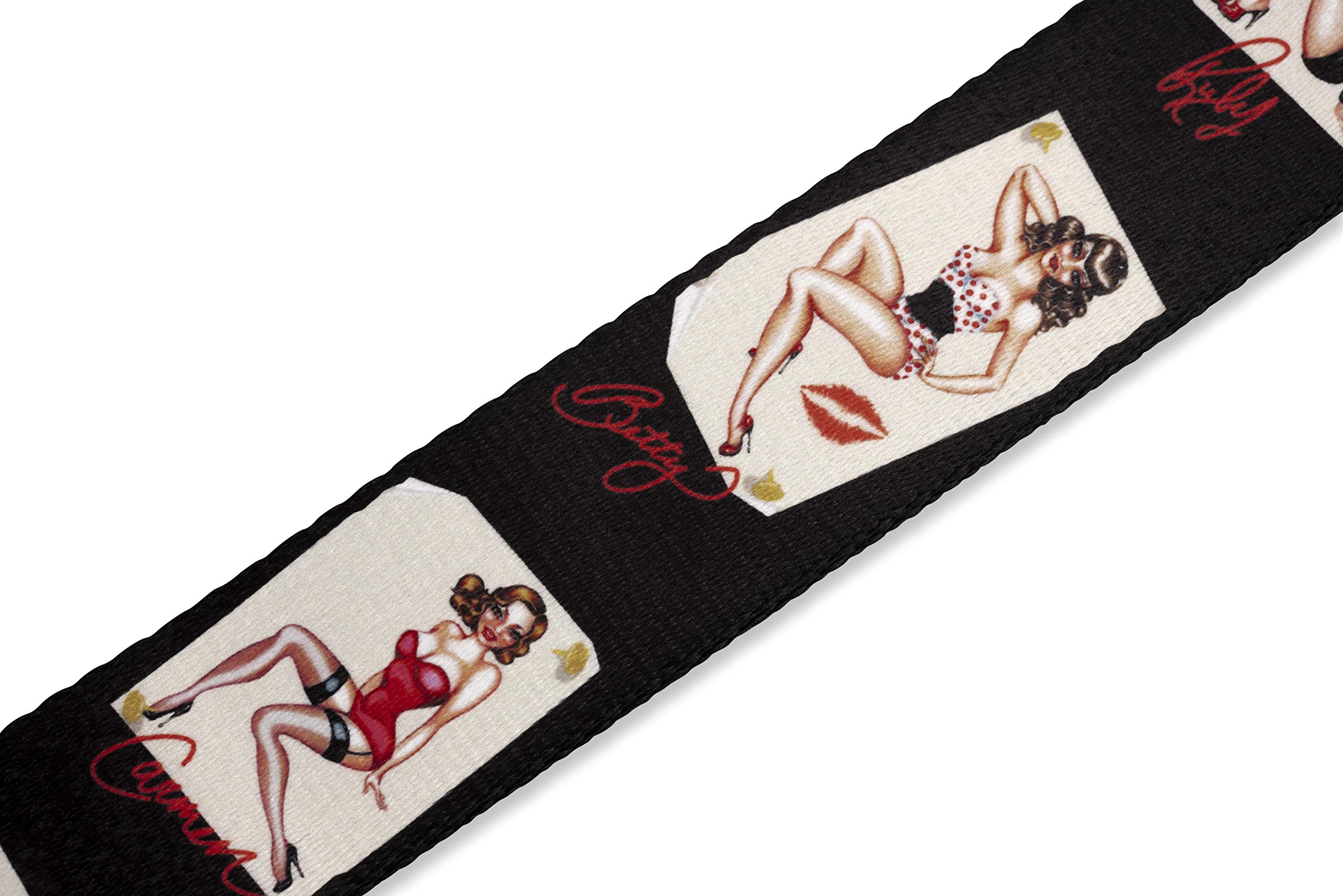 Levy's Leathers MPS2-072 2" Sonic Art Series Polyester Guitar Strap, Pin-Up Design