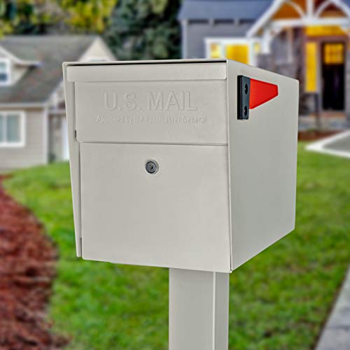 Mail Boss 7107 Curbside Locking Security Mailbox, Cream White