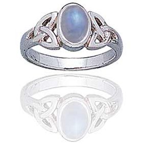 Sterling Silver Celtic Knot and Genuine Rainbow Moonstone Ring Size 7(Sizes 4,5,6,7,8,9,10,11,12,13,14,15)