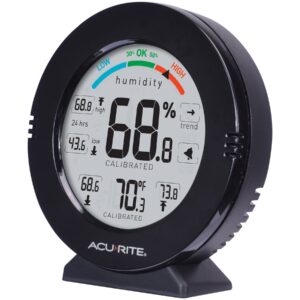 acurite 01080m pro accuracy temperature and humidity gauge with alarms, black