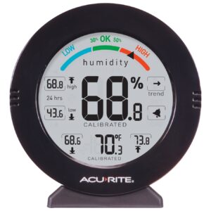 AcuRite 01080M Pro Accuracy Temperature and Humidity Gauge with Alarms, Black