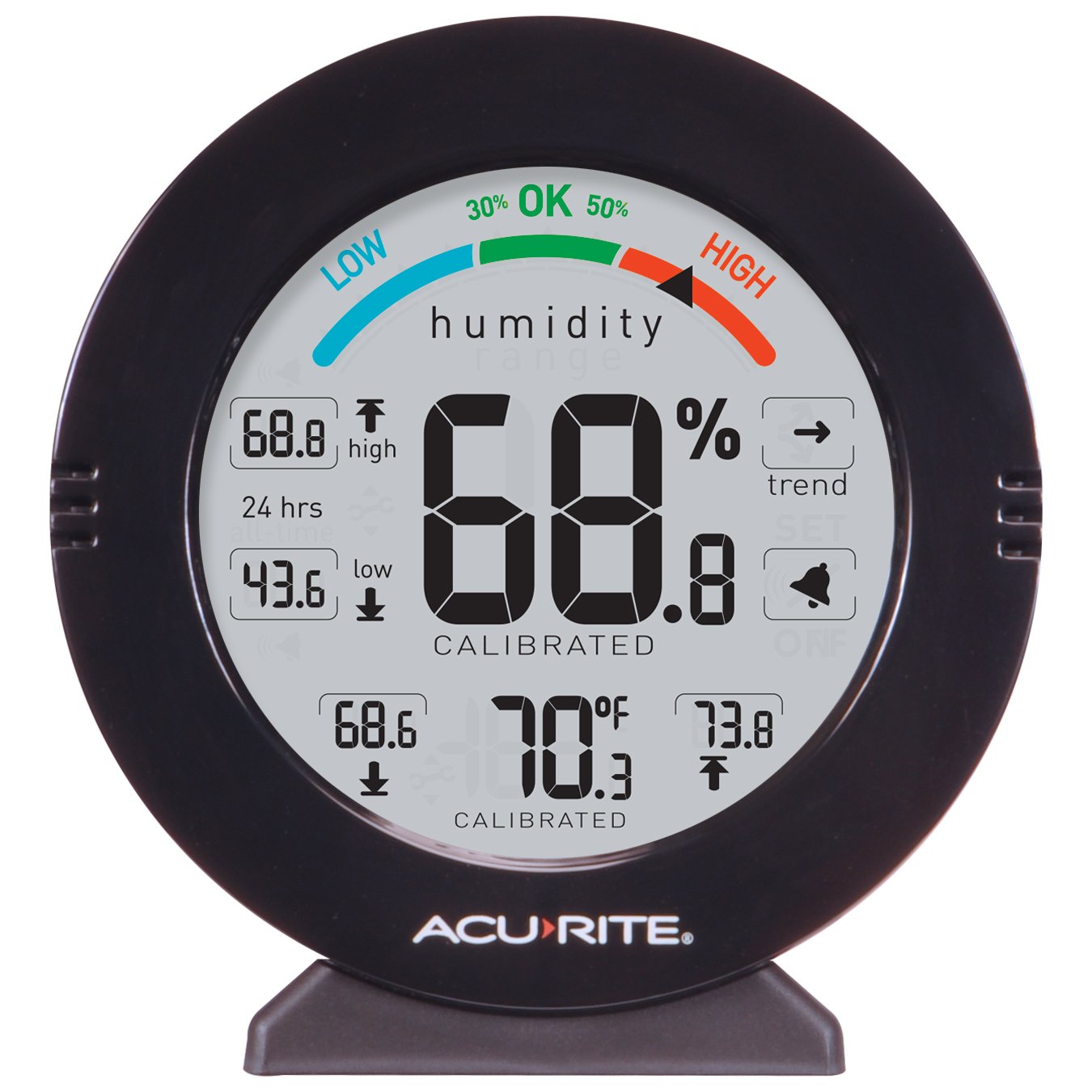 AcuRite 01080M Pro Accuracy Temperature and Humidity Gauge with Alarms, Black