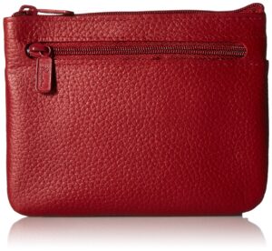 buxton large leather id coin/card case wallet, rfid blocking, dark red, one size