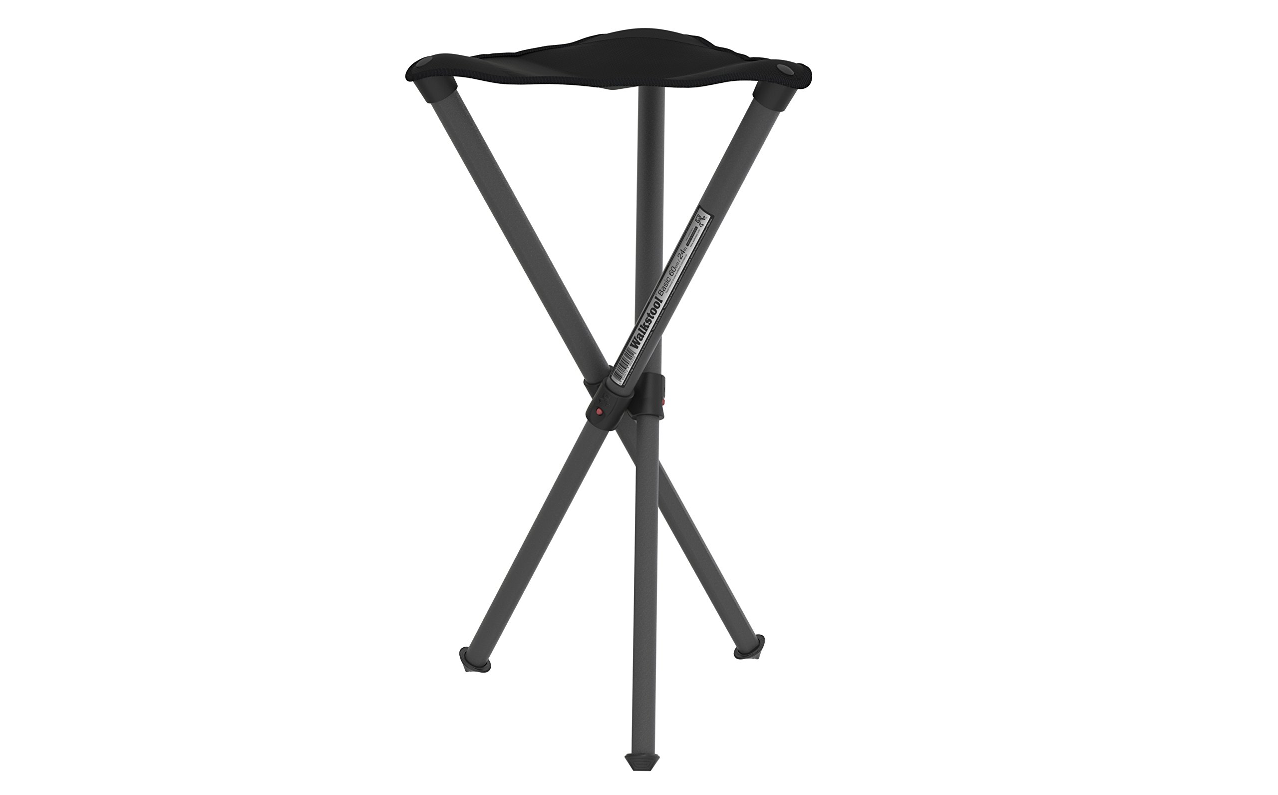 Walkstool - Basic Model - Black Color - 3 Legged Folding Stool in Aluminium - Height 20" to 24" - Maximum Load 330 to 385 lbs - Made in Sweden