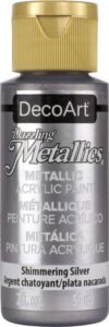 decoart dazzling metallics 2-ounce shimmering silver acrylic paint