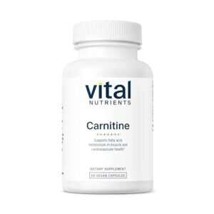 vital nutrients - carnitine - cardiovascular and fat metabolism support - l-carnitine supplement - heart health support - supports fatty acid transport - 60 vegetarian capsules per bottle - 500 mg