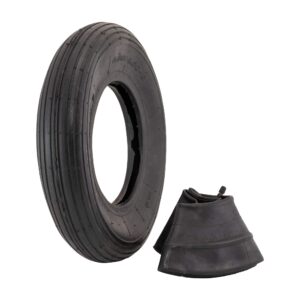 marathon 4.80/4.00-8" ribbed tread replacement pneumatic (air-filled) tire and inner tube set, fits 8-inch wheel/rim, wheelbarrow/garden cart/lawn & garden use, straight valve stem