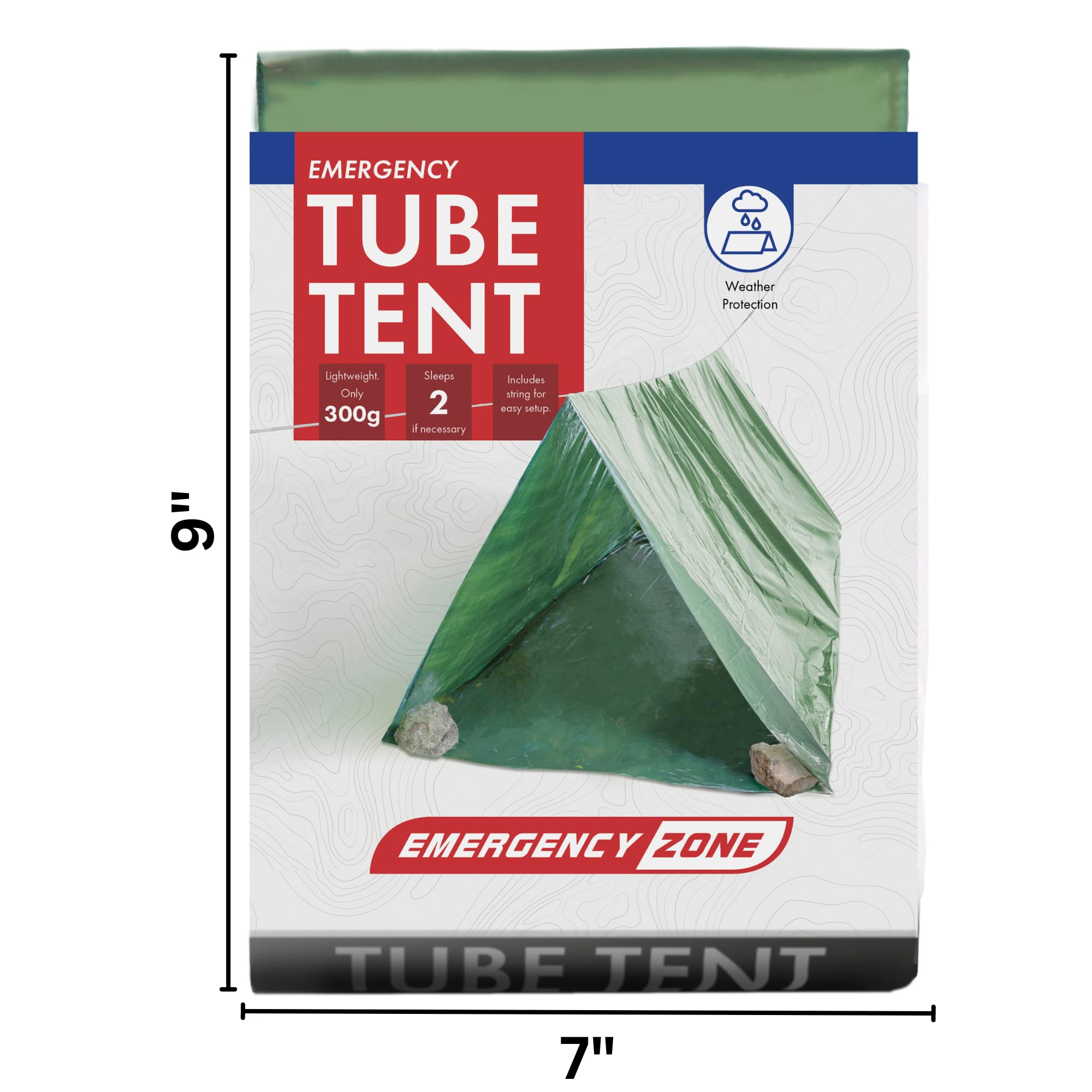 Emergency Zone Reflective & Green Survival 2 Person Tube Tents. Available in 1, 2, 3, 48 Packs.